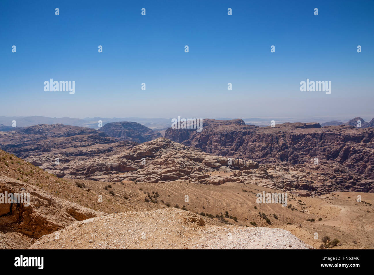 Panorama of the Wadi Musa and mountains near Petra, Jordan Stock Photo ...