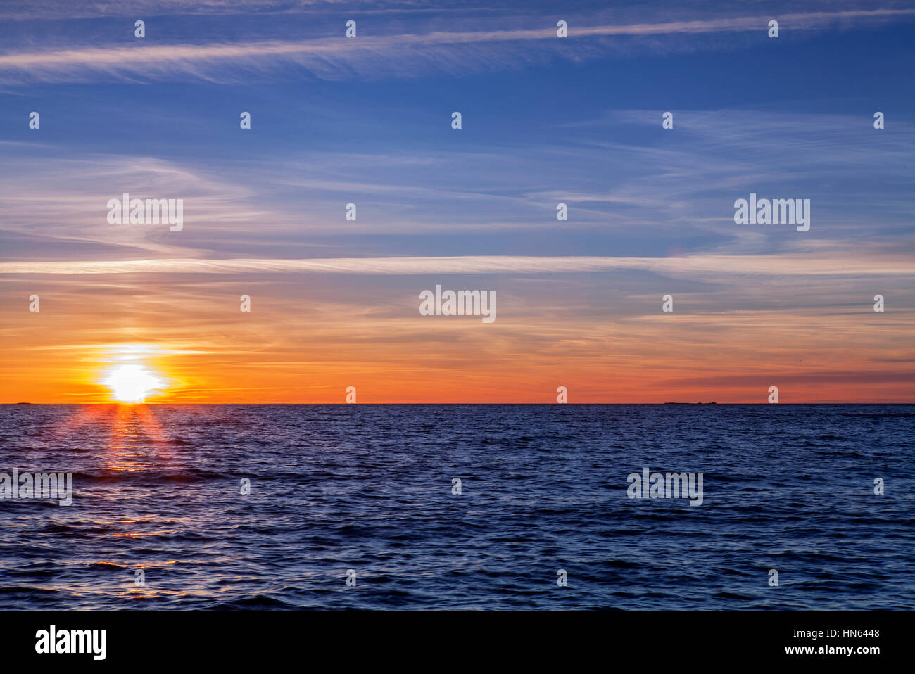 The Baltic Sea in the sunset, nightfall. Colorful evening and some ...