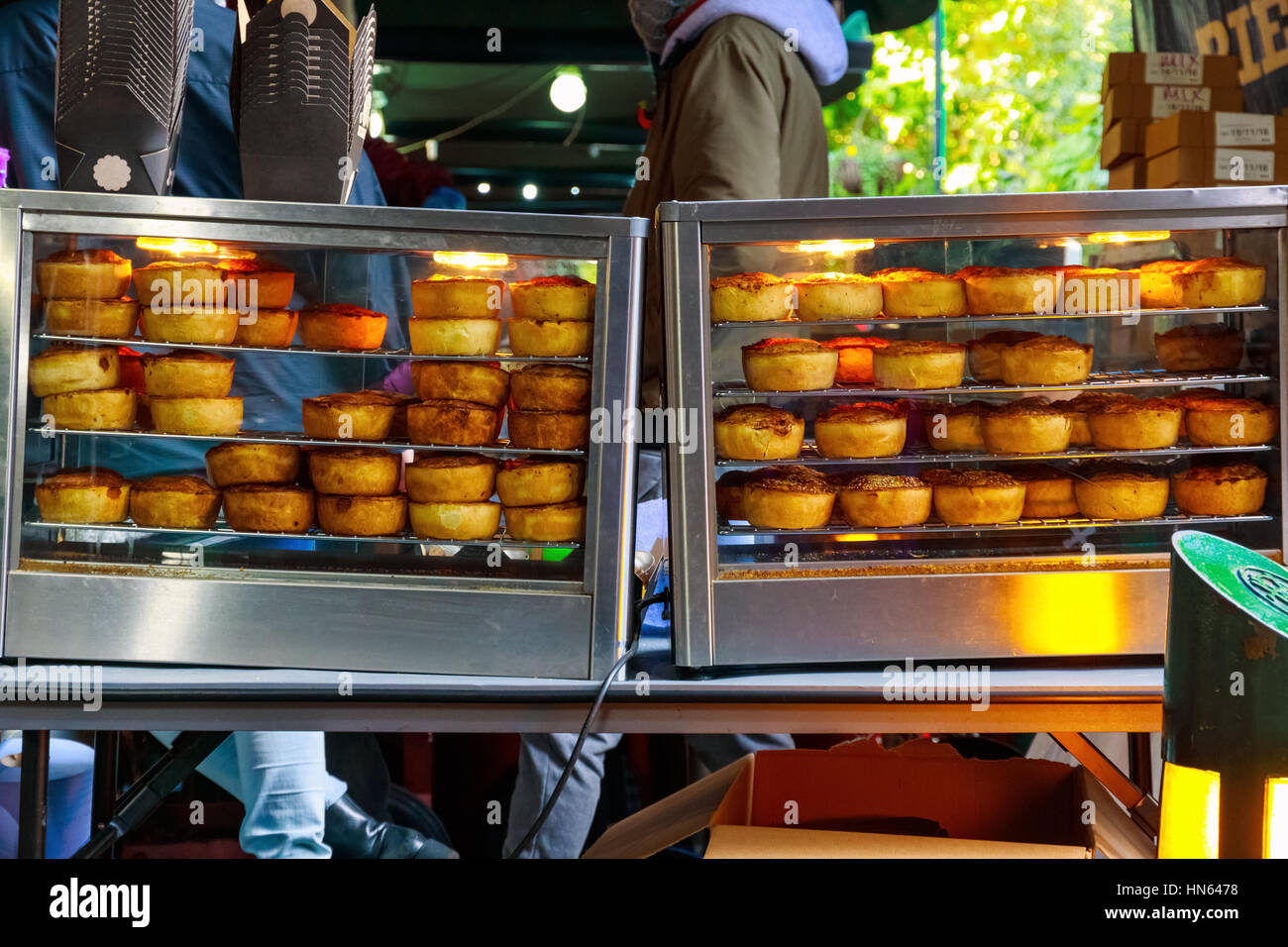 Hot meat pies on display at Borough Market, London Stock Photo - Alamy