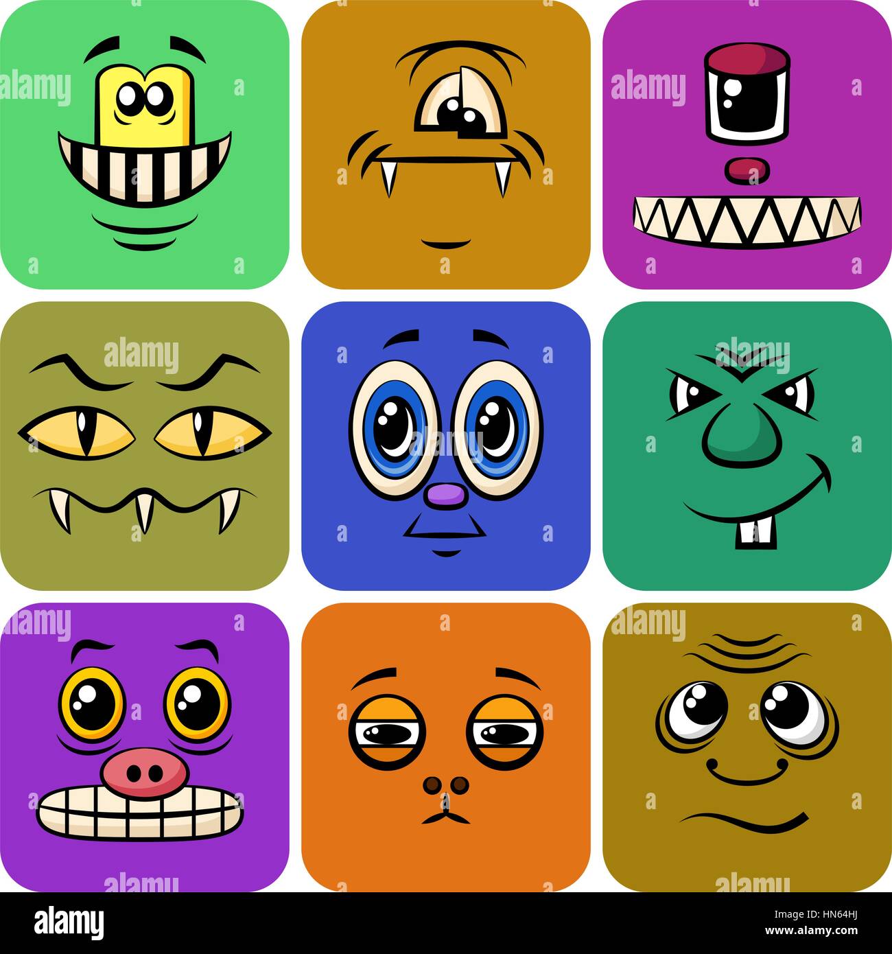 Monster Smileys, Set Stock Vector Image & Art - Alamy