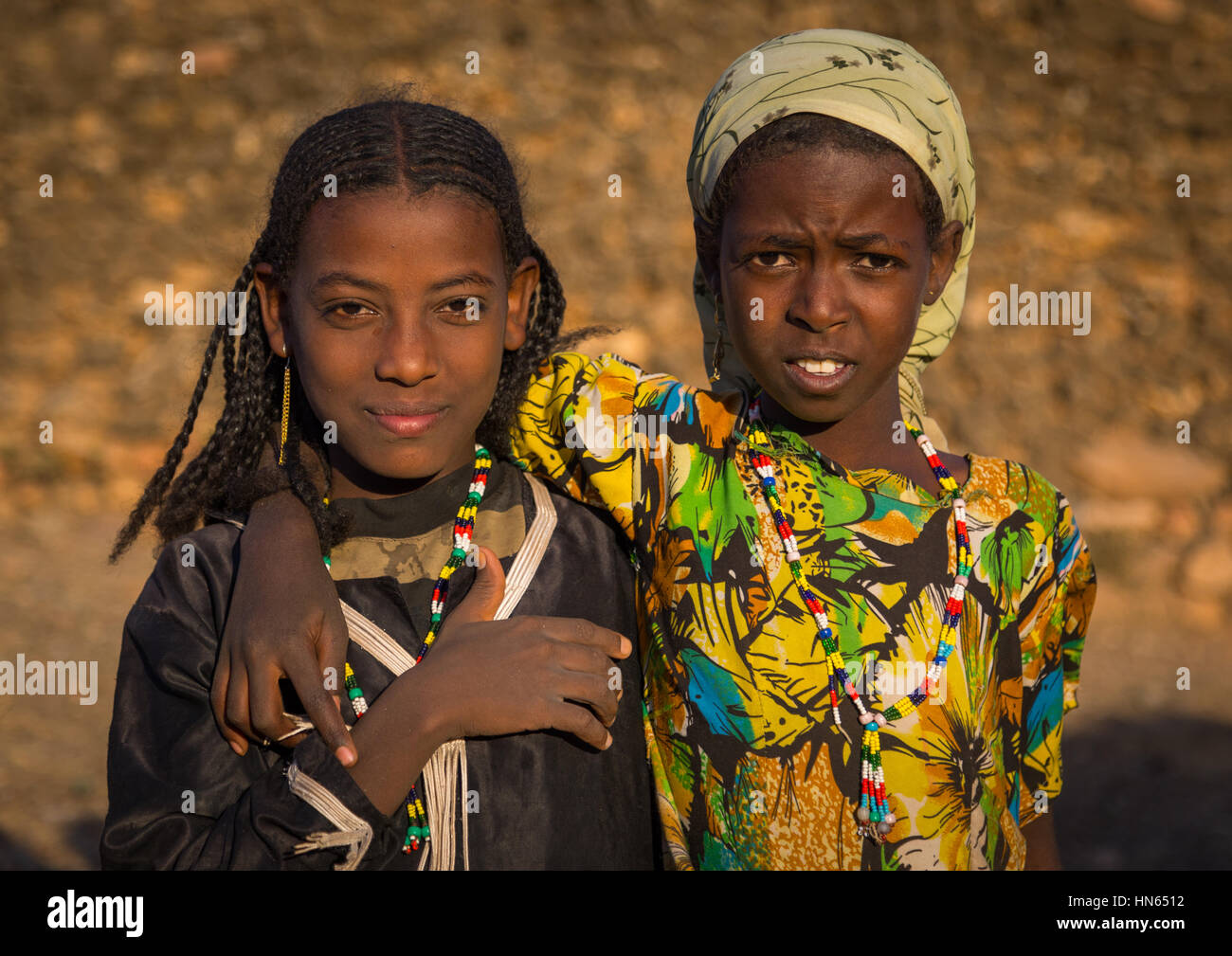 Portrait of two Argoba girls, Harari Region, Koremi, Ethiopia Stock ...