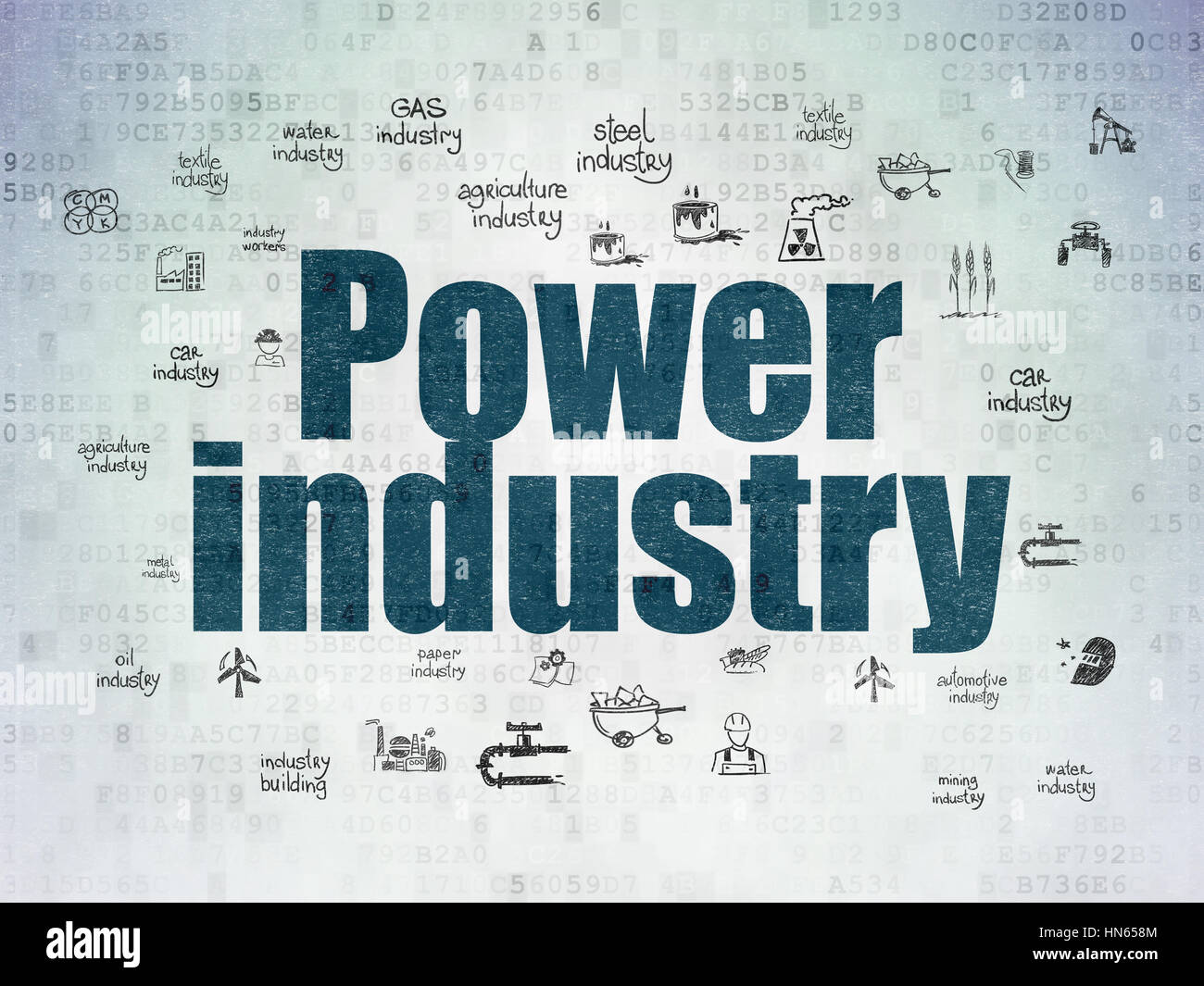 Industry concept: Painted blue text Power Industry on Digital Data ...