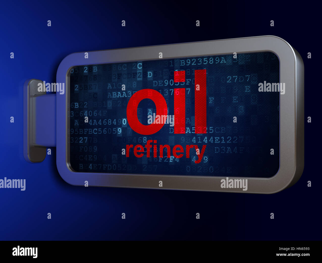 Industry concept: Oil Refinery on advertising billboard background, 3D ...