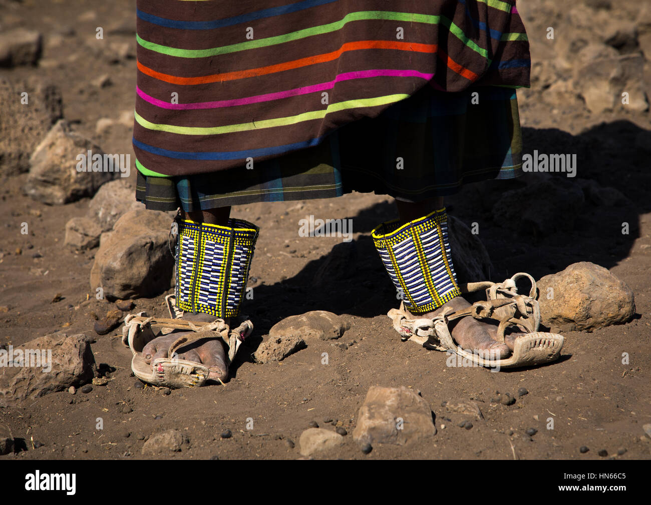 Issa tribe woman with goat skin shoes, Afar region, Yangudi Rassa ...