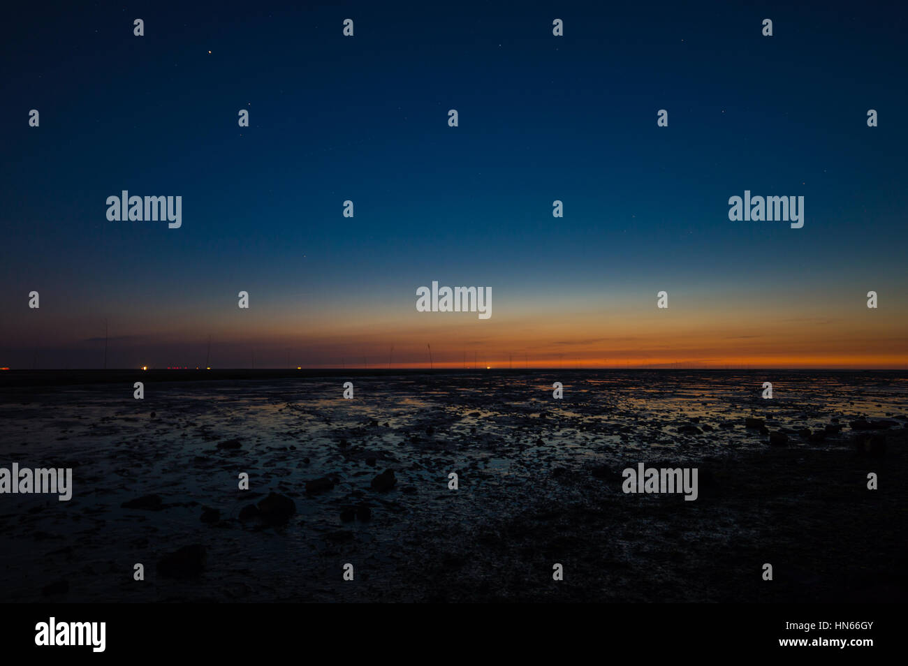 Wadden sea at night Stock Photo - Alamy