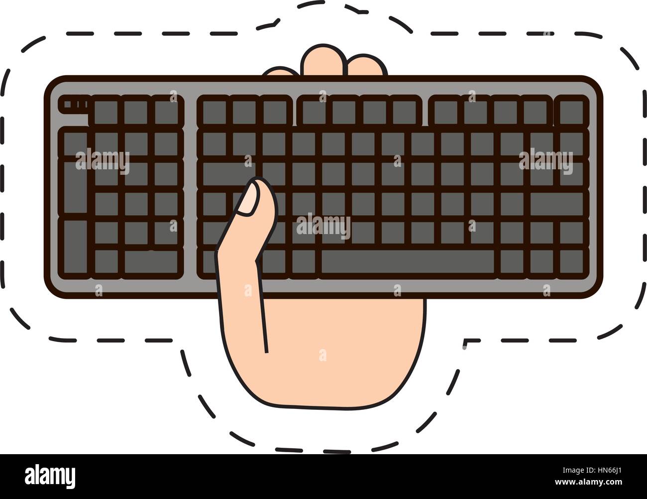 Woman computer typing black and white Stock Vector Images - Alamy