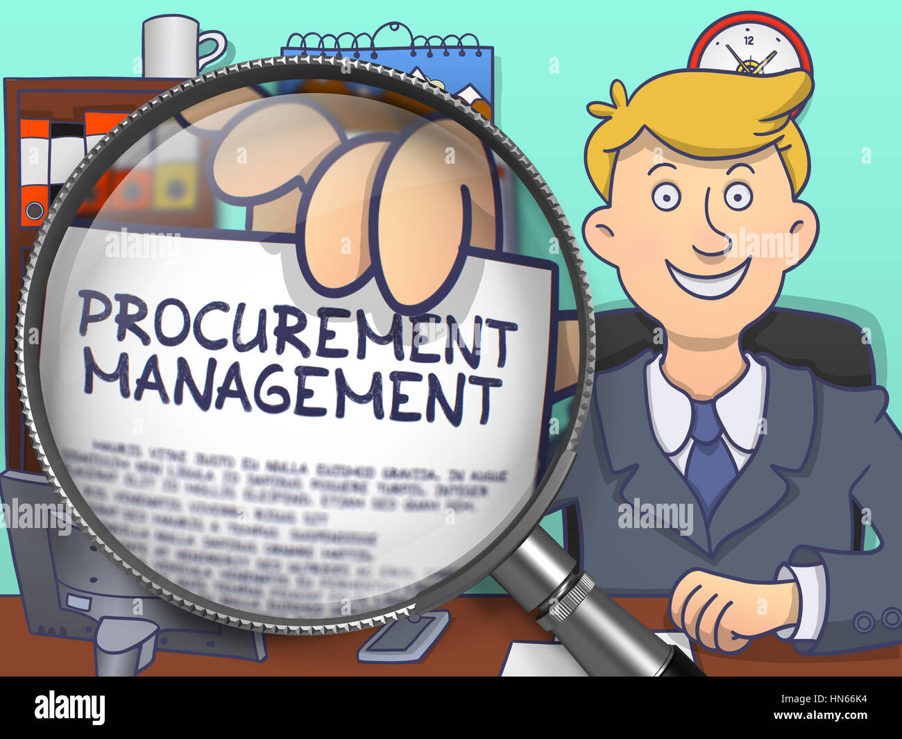 Procurement Management through Magnifying Glass. Doodle Design Stock ...
