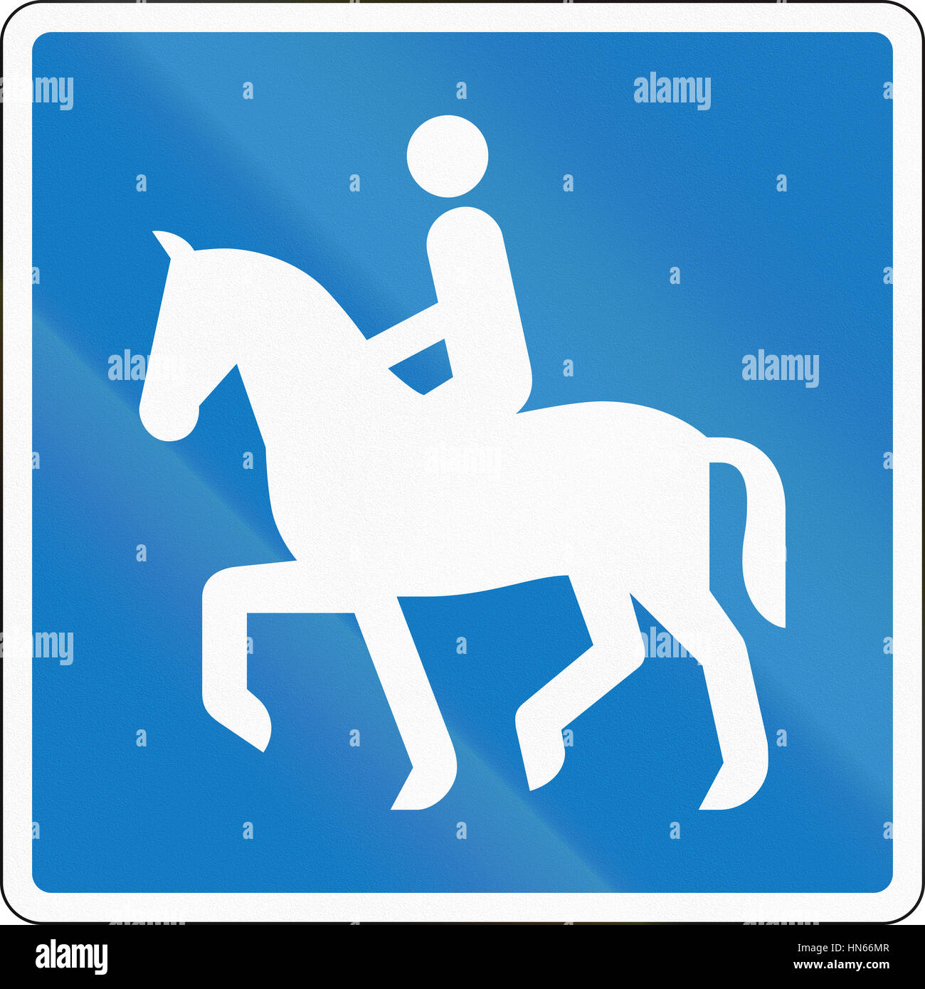 Road sign used in Denmark - equestrian route Stock Photo - Alamy