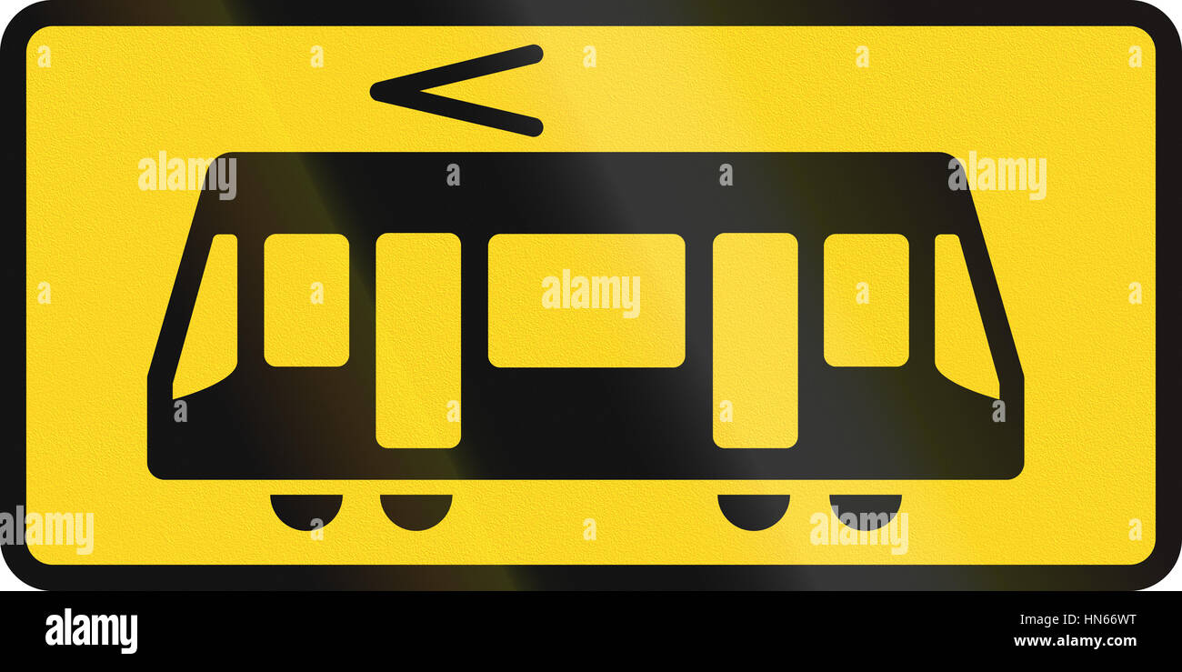 Road sign used in Denmark - Tram station Stock Photo - Alamy