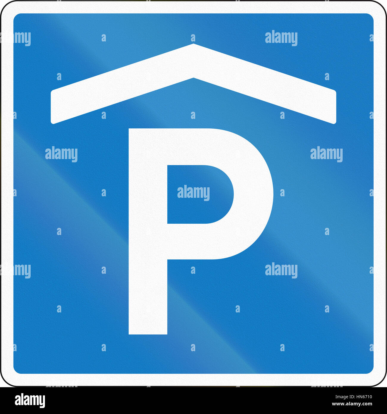 Road sign used in Denmark - Covered parking place Stock Photo - Alamy
