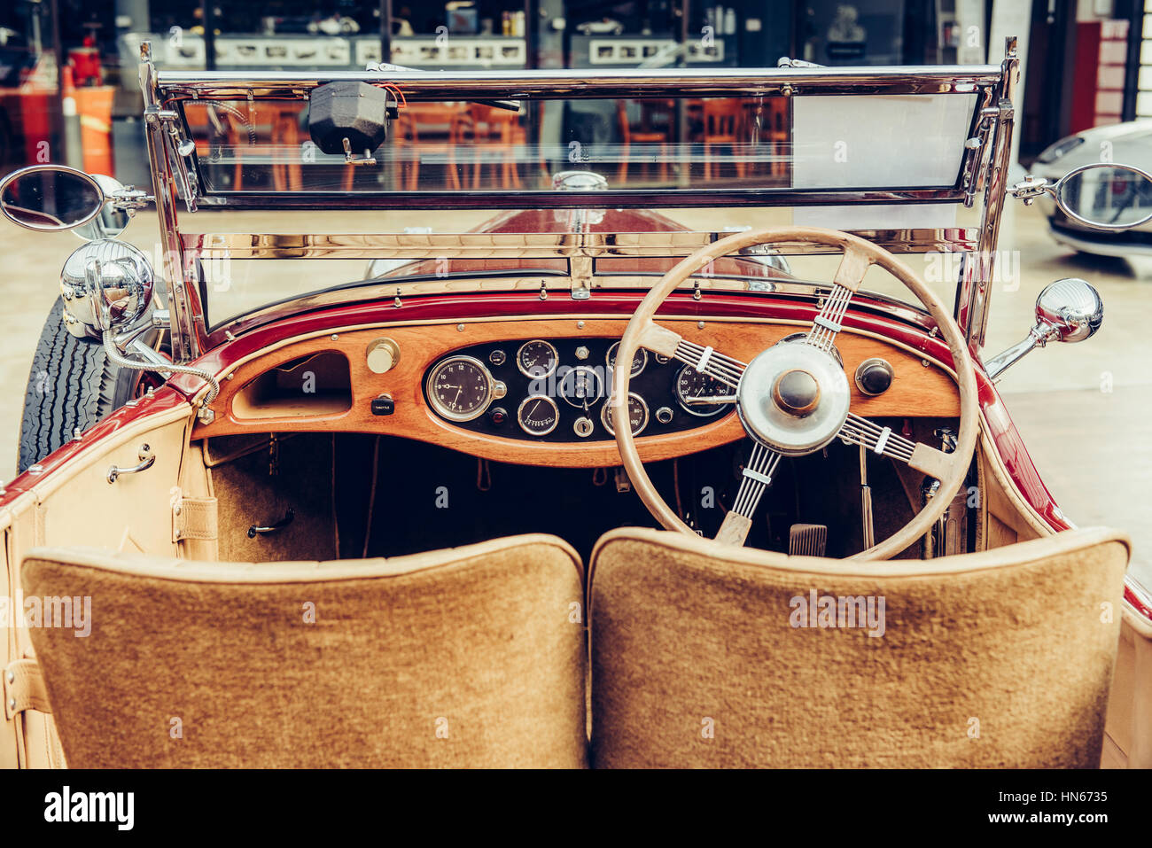 Retro interior of old automobile Stock Photo - Alamy