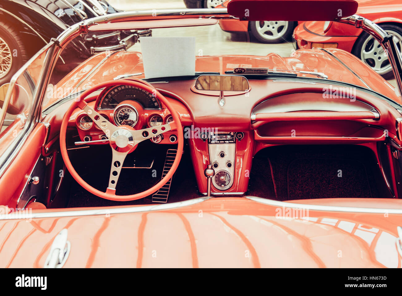 Retro interior of old automobile Stock Photo - Alamy
