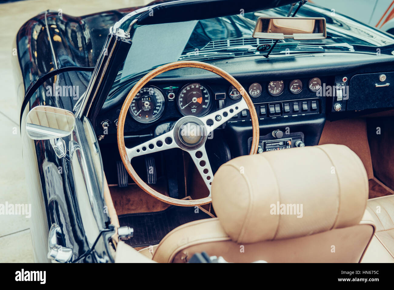 Retro interior of old automobile Stock Photo - Alamy