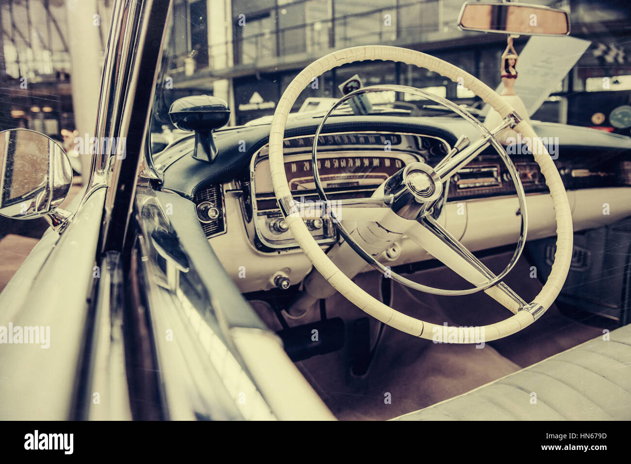 Retro interior of old automobile Stock Photo - Alamy