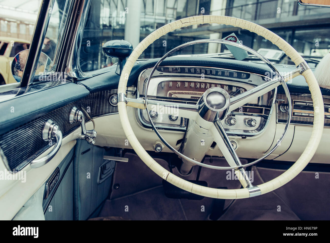 Retro interior of old automobile Stock Photo - Alamy