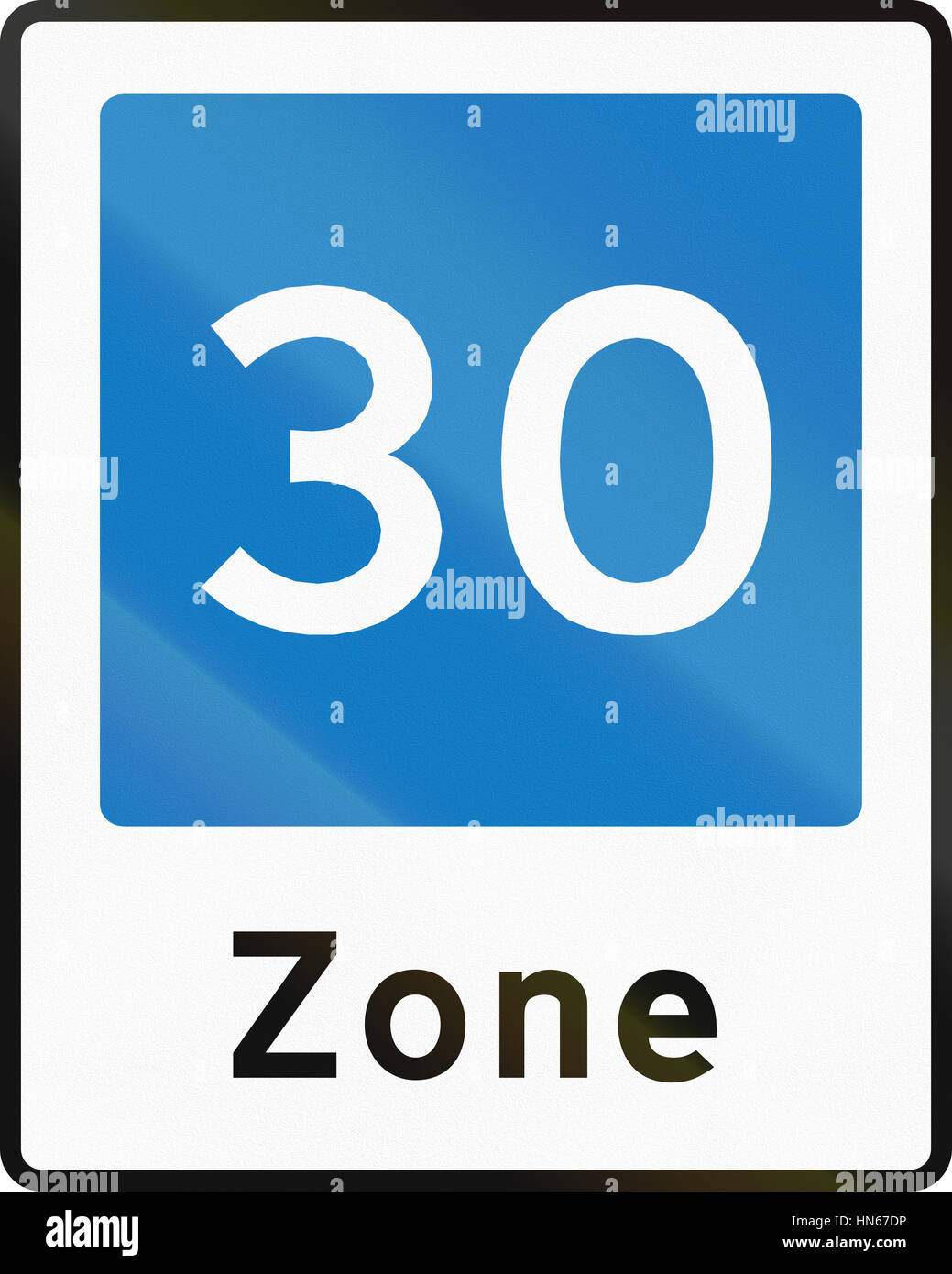 Road sign used in Denmark - Low-speed road (30 kilometers per hour ...
