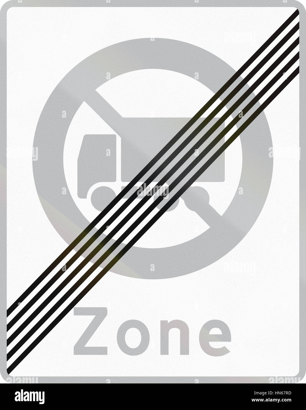 Road sign used in Denmark - End of no lorry zone Stock Photo - Alamy