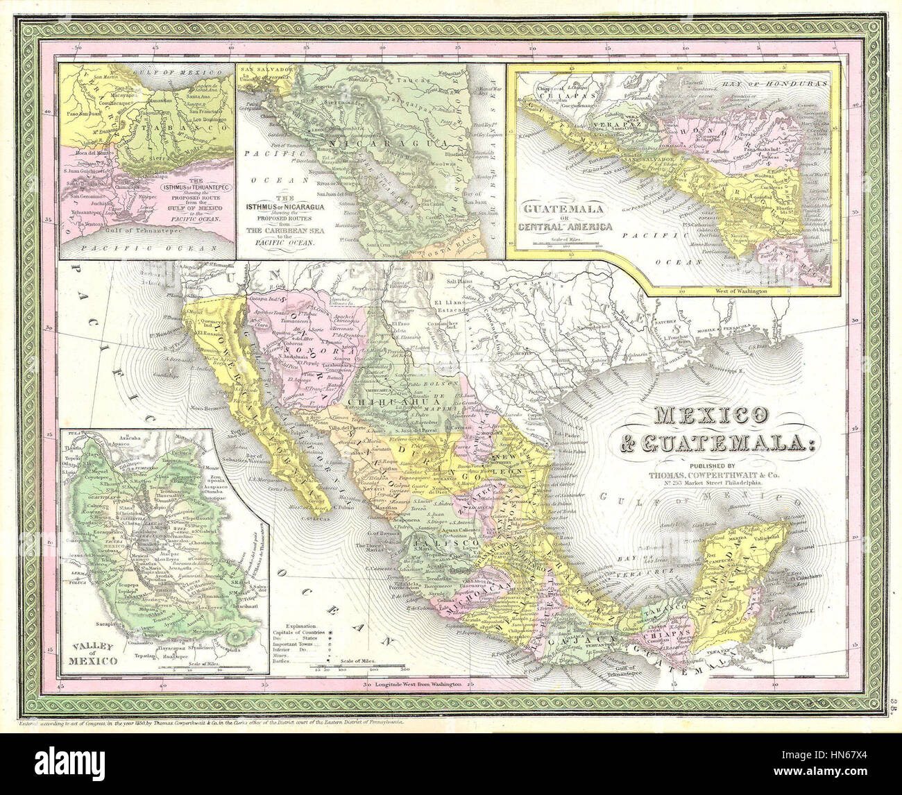 The 1850 Mitchell Map of Mexico and Texas is a historical map ...