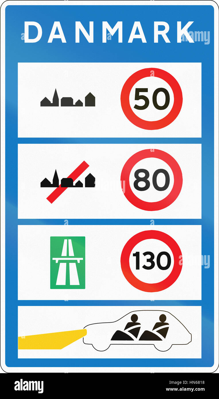 Overview of speed limits safety requirements in Denmark Stock Photo - Alamy