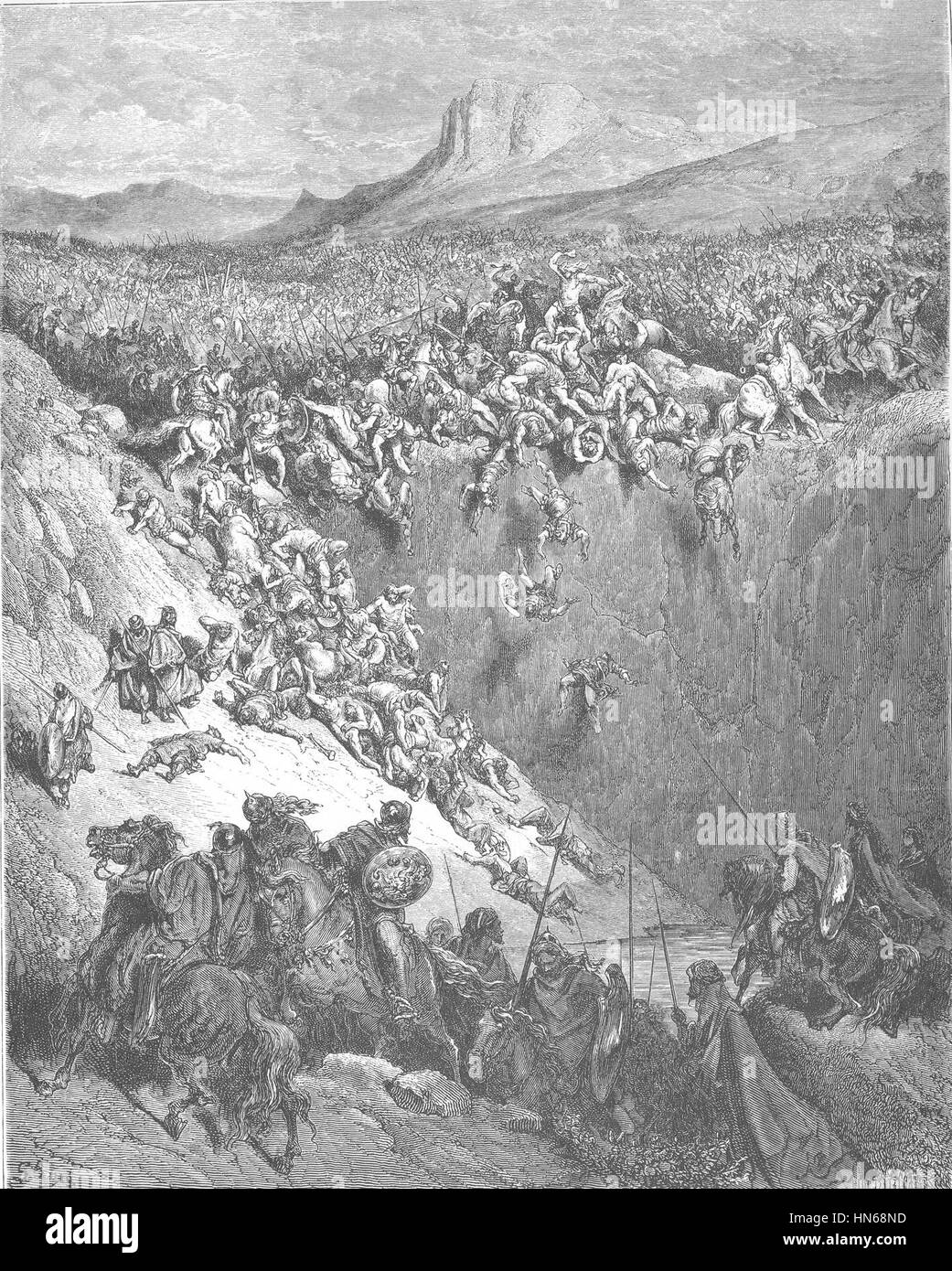 This artwork depicts the biblical scene where Samson defeats the ...