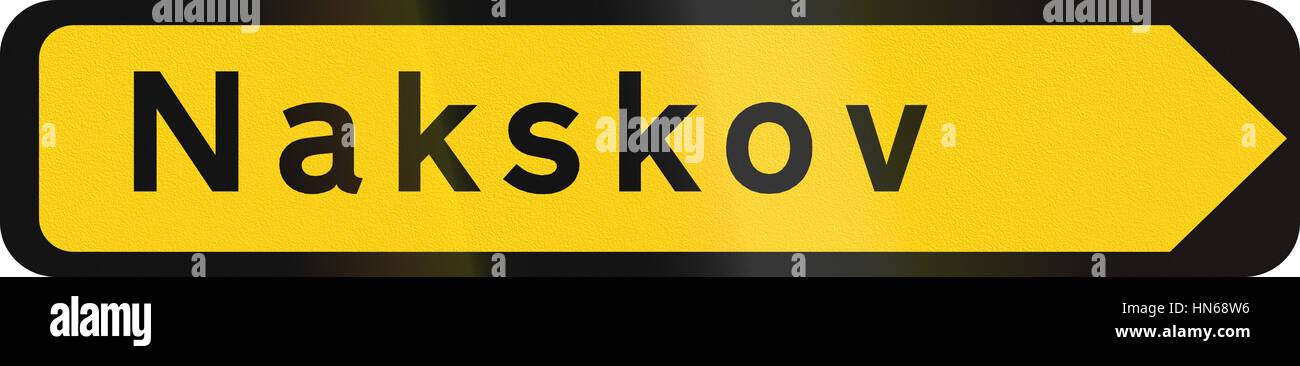 Direction road sign used temporarily in Denmark Stock Photo - Alamy