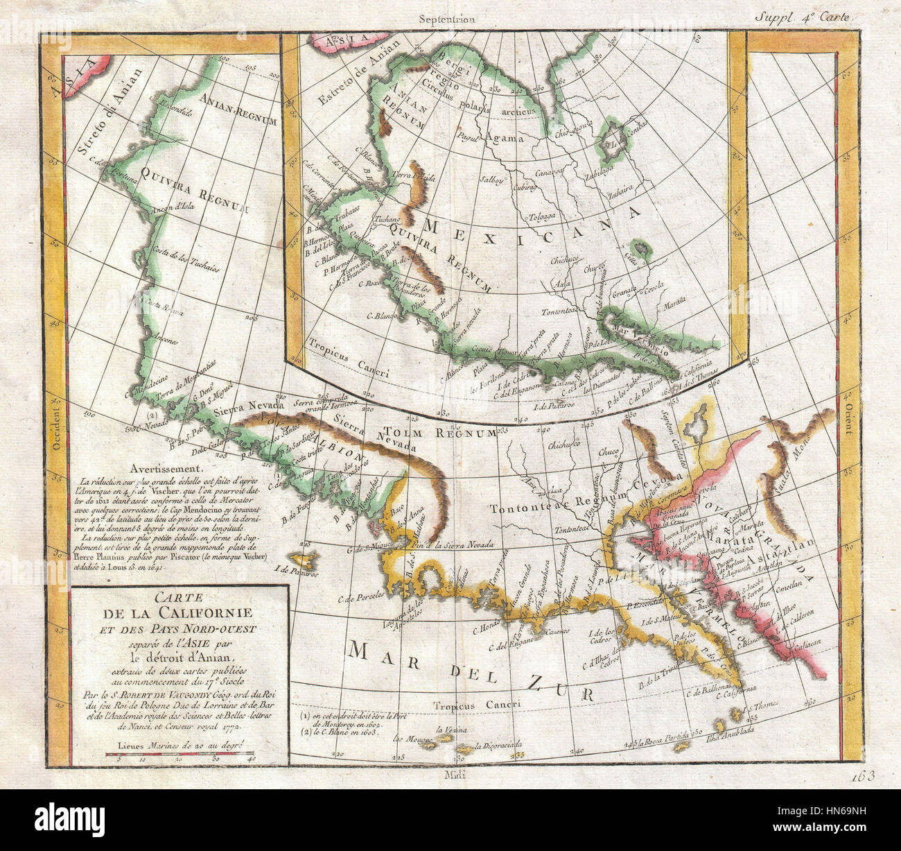 The 1772 Vaugondy map, featuring California and Alaska, illustrates ...