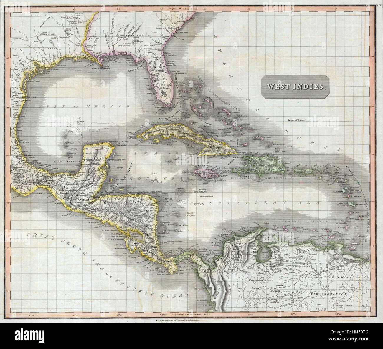 1814 Thomson Map of the West Indies ^ Central America - Geographicus ...