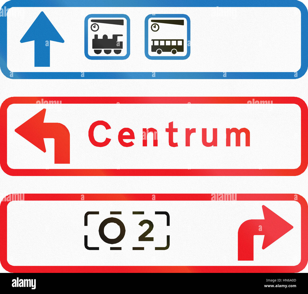 Stacked direction road sign used in Denmark Stock Photo - Alamy