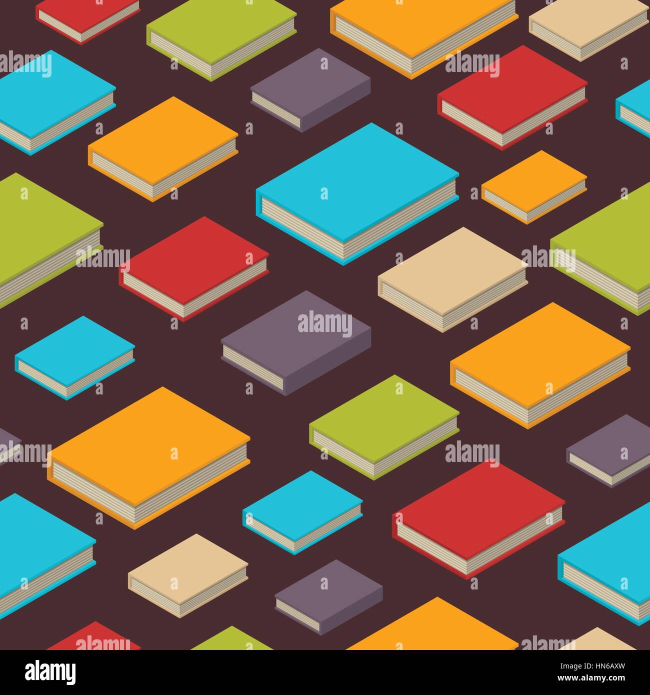Seamless pattern of new 3d colorful books and tutorials. Isometric flat ...