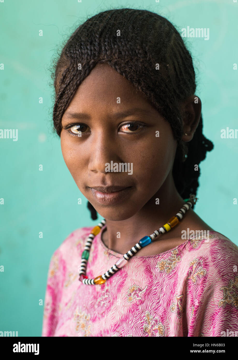 Portrait Of An Afar Tribe Girl With Braided Hair Afar Region Semera