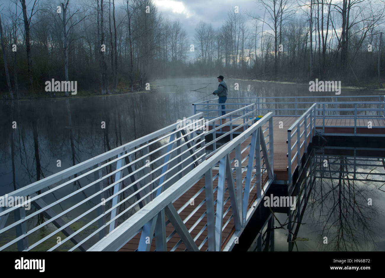 Fishing dock, St Louis Ponds Wildlife Area, Oregon Stock Photo - Alamy