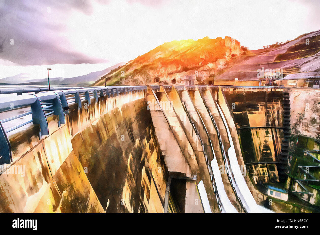 Dam in Europe and Italy.Granite mountains ravine Stock Photo - Alamy