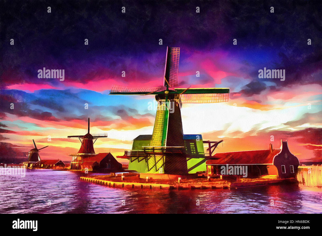 The works in the style of watercolor painting. Traditional Dutch Stock ...