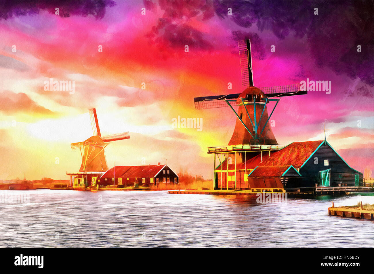 The works in the style of watercolor painting. Traditional Dutch Stock ...