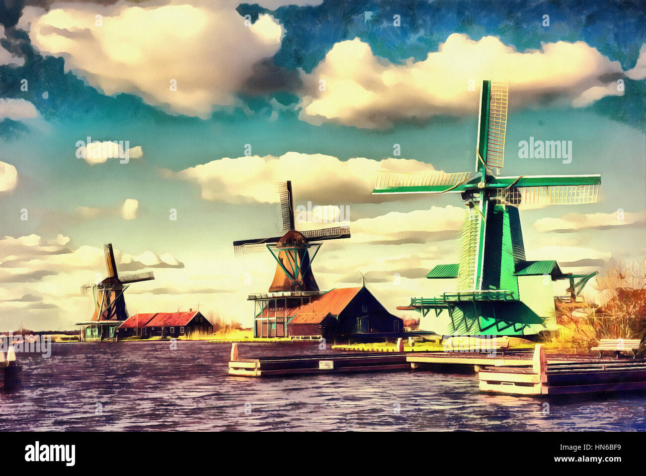The works in the style of watercolor painting. Traditional Dutch Stock ...