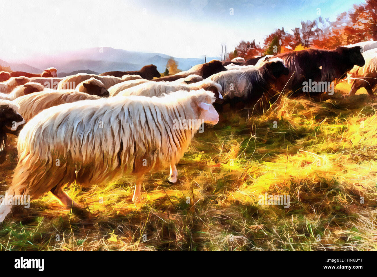 Sheep Flock Painting