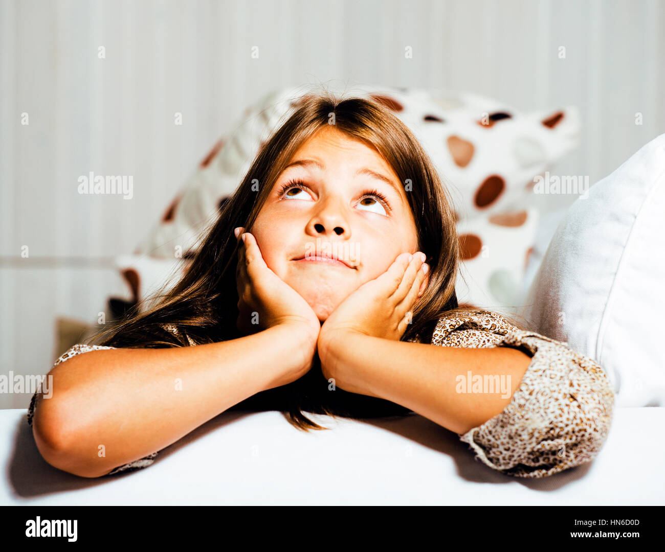 little cute girl at home smiling Stock Photo - Alamy