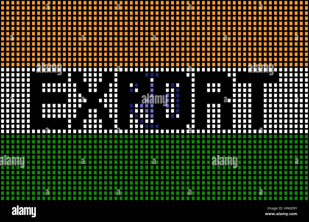 Export text over Indian flag barrels illustration Stock Photo - Alamy