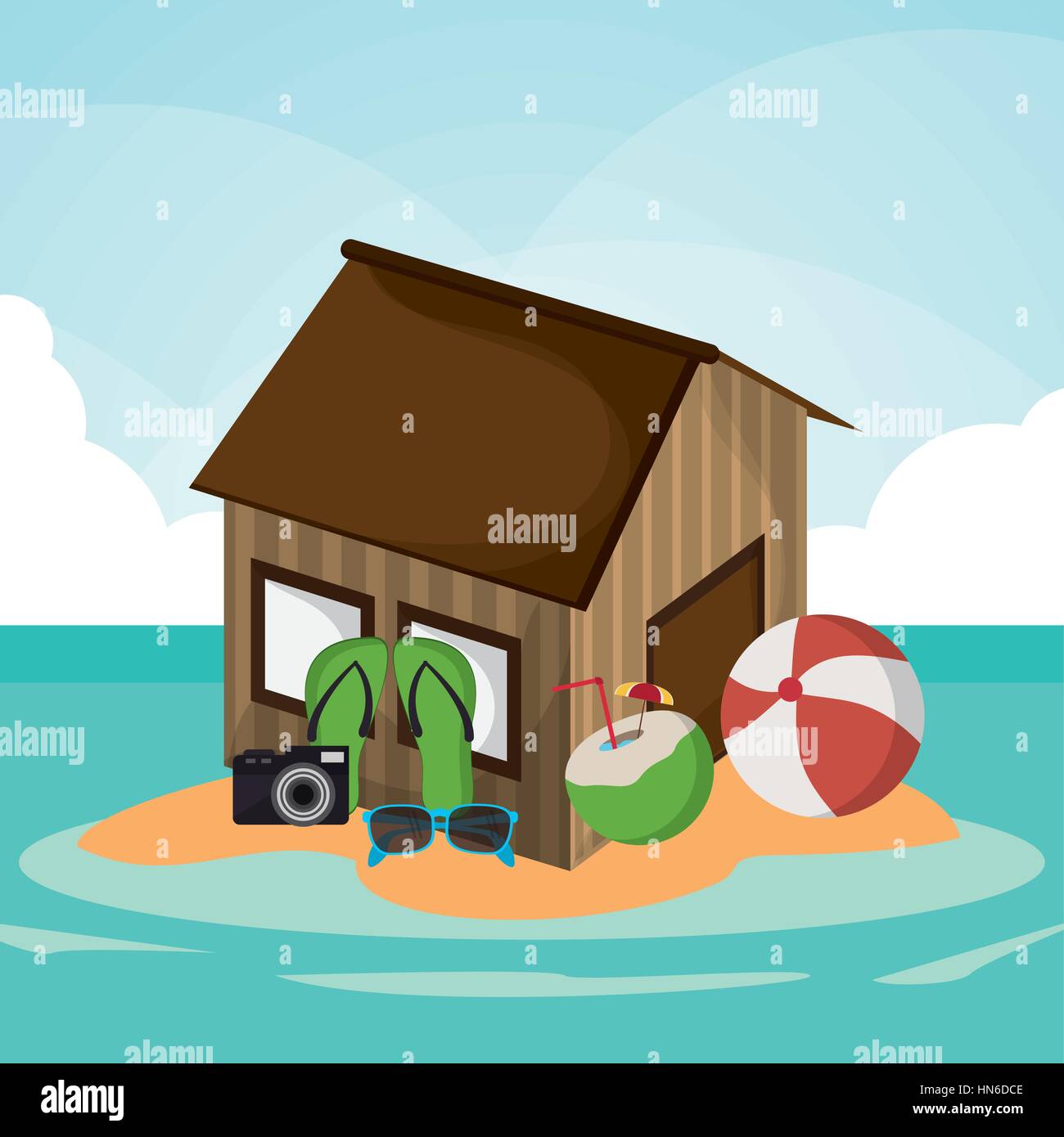 Flip flops camera sunglasses Stock Vector Images - Alamy