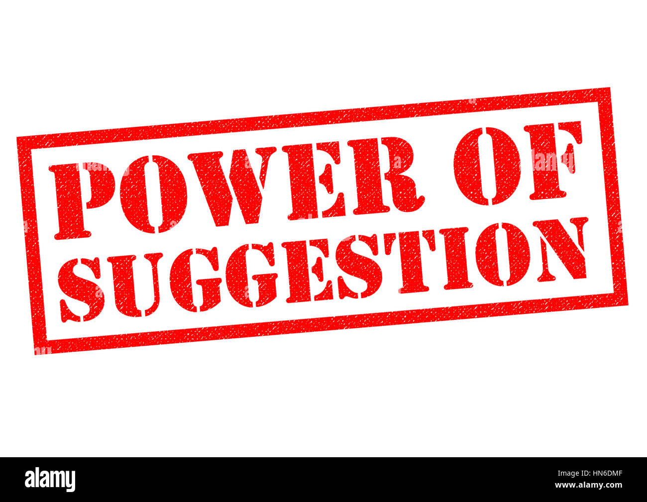 POWER OF SUGGESTION red Rubber Stamp over a white background Stock ...