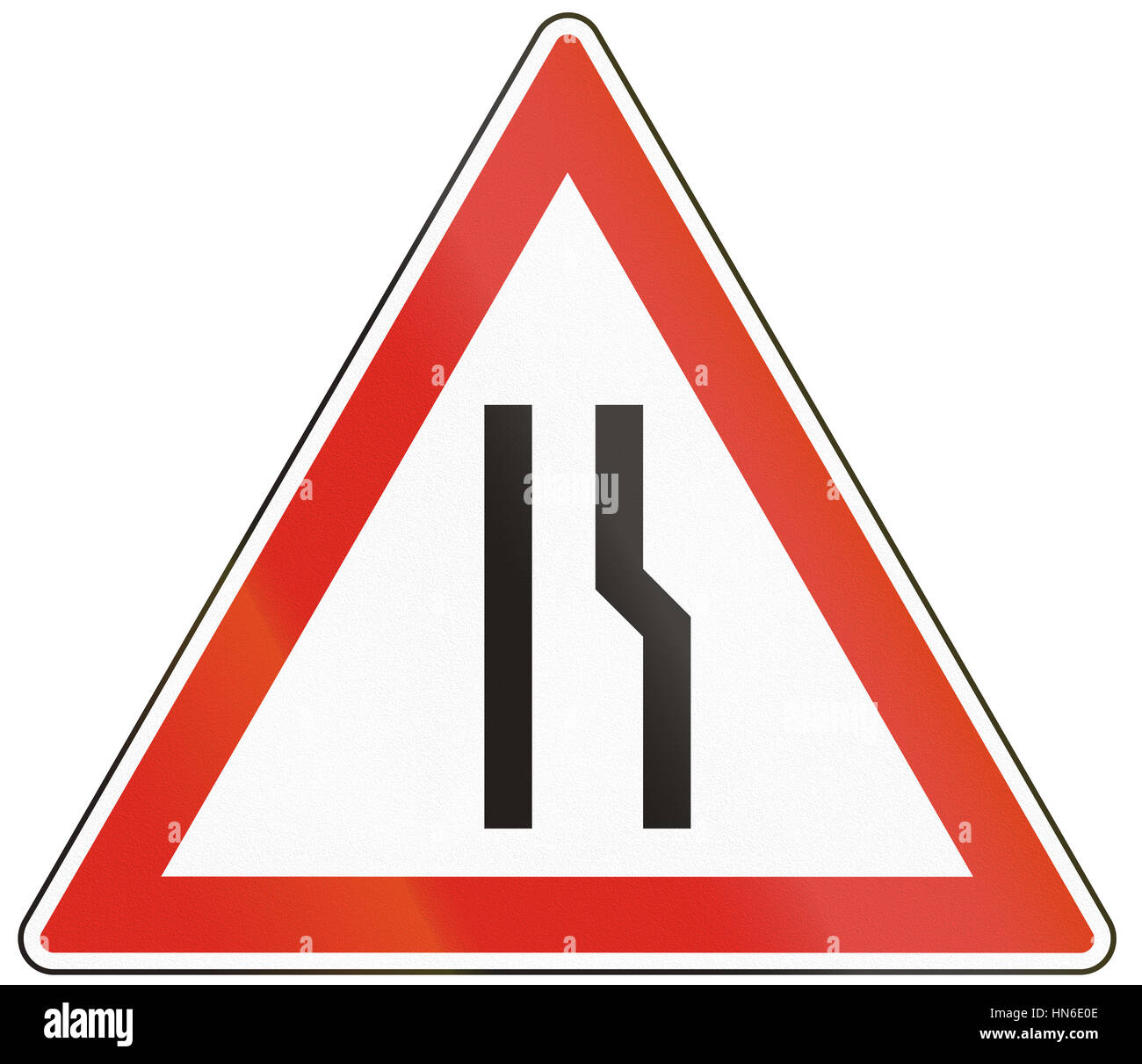 Right side narrow road sign hi-res stock photography and images - Alamy