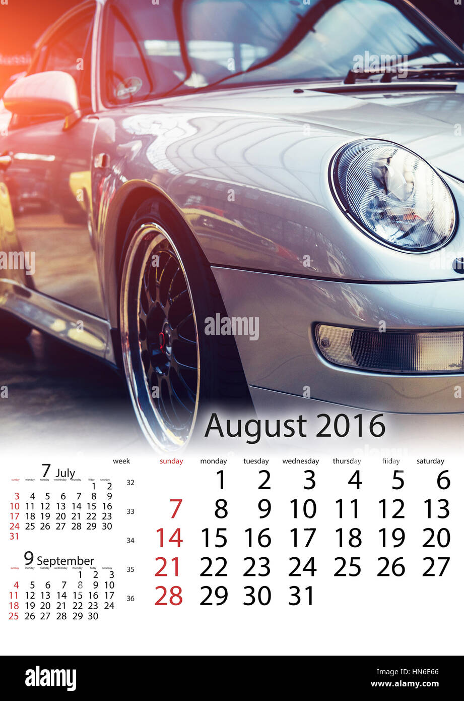 Calendar august 2016 vintage hi-res stock photography and images - Alamy