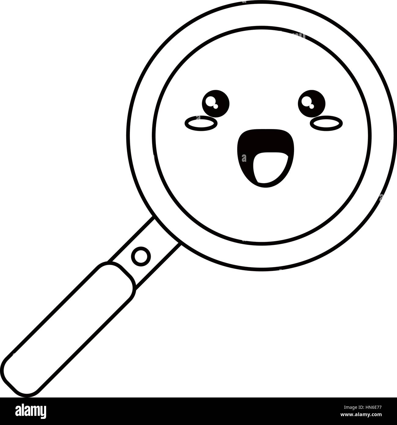 kawaii pan cooking funny icon thin line Stock Vector Image & Art - Alamy
