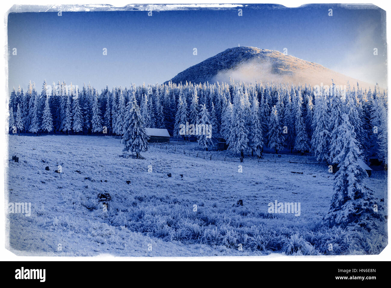 Winter landscape with snow in mountains Carpathians, Ukraine. Vi Stock ...