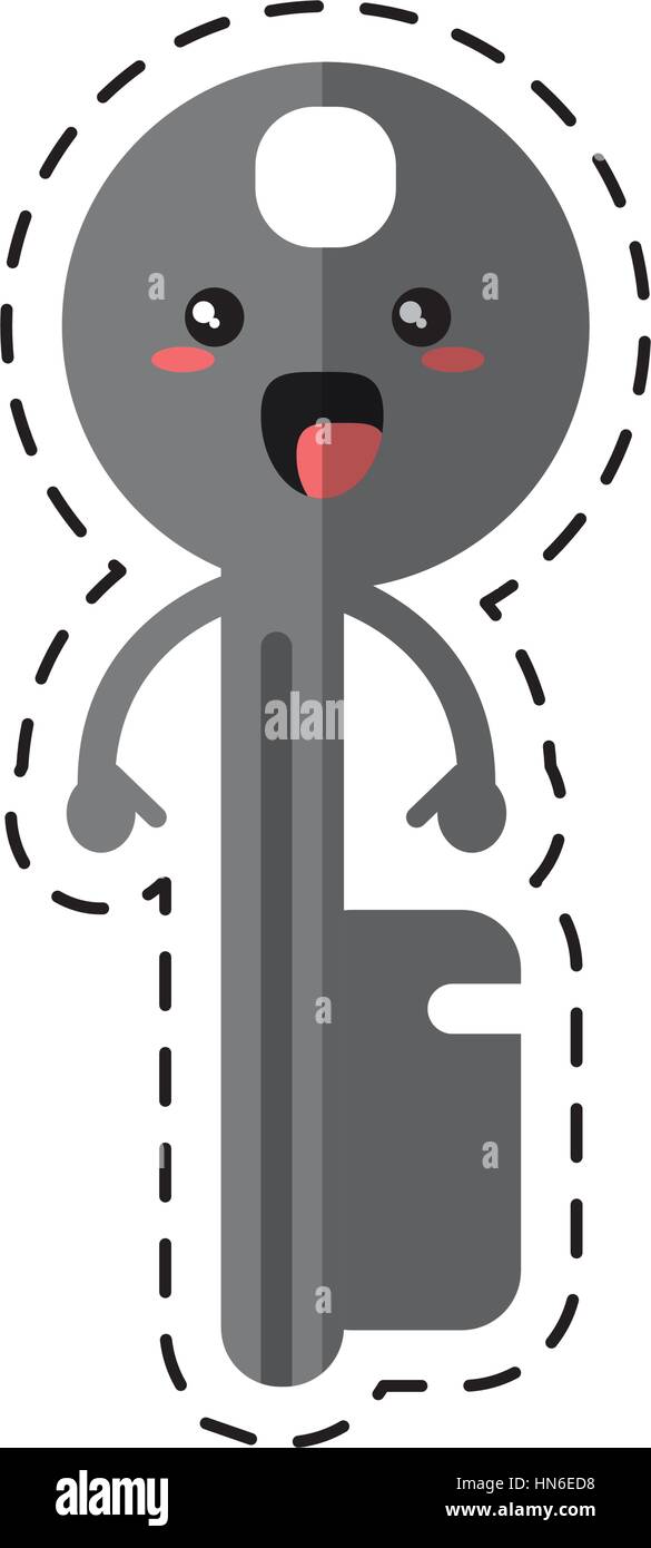 cartoon key steel tool cut line Stock Vector Image & Art - Alamy