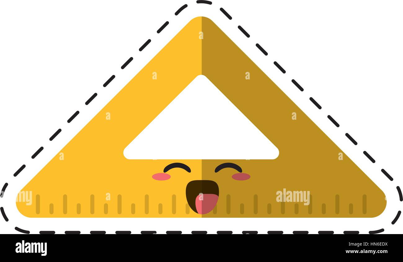 cartoon triangle ruler school cut line Stock Vector Image & Art - Alamy