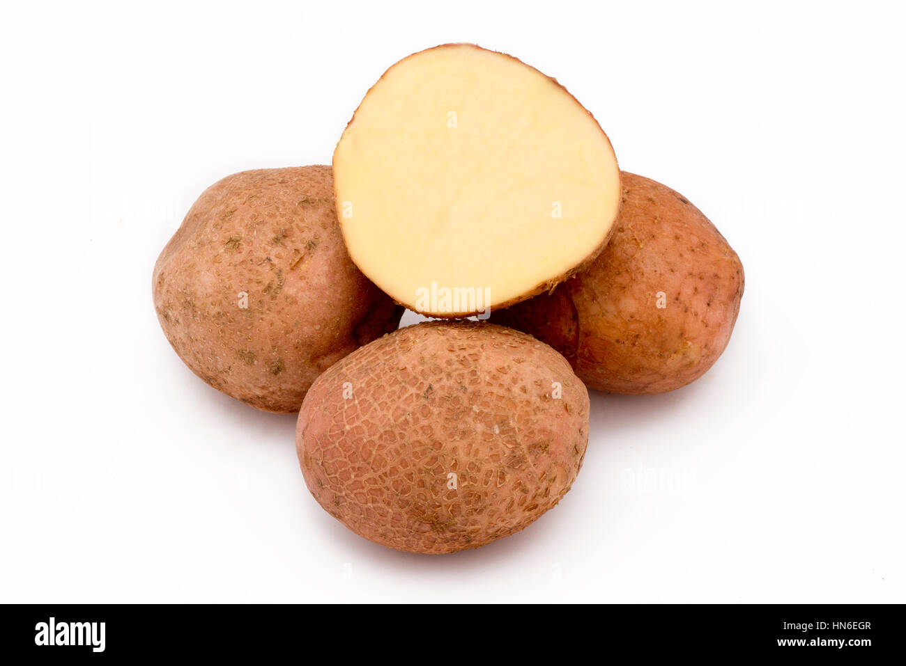 Quality of potatoes bellarosa. isolated on white backgr Stock Photo - Alamy