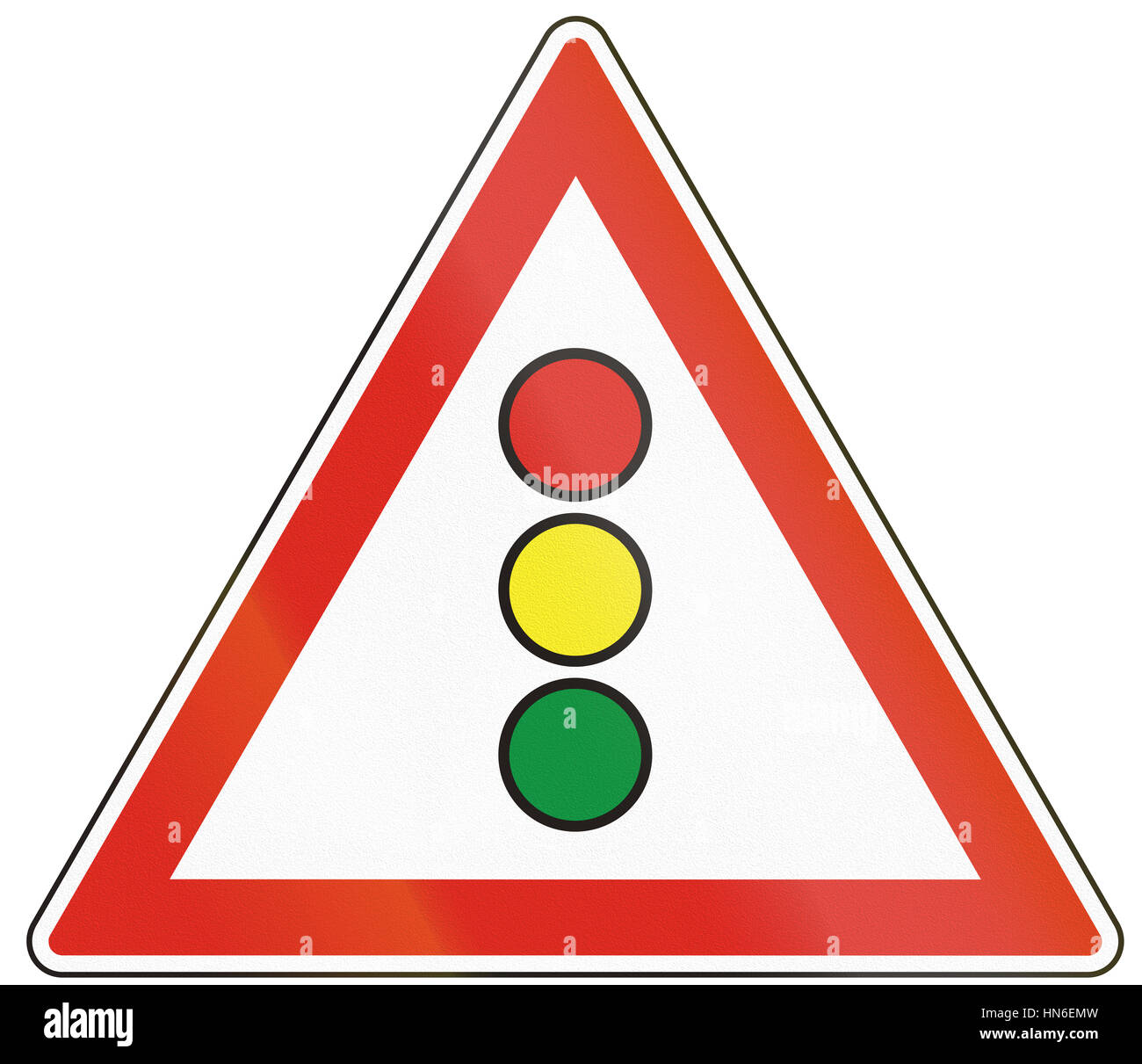 Hungarian warning road sign - traffic signals Stock Photo - Alamy