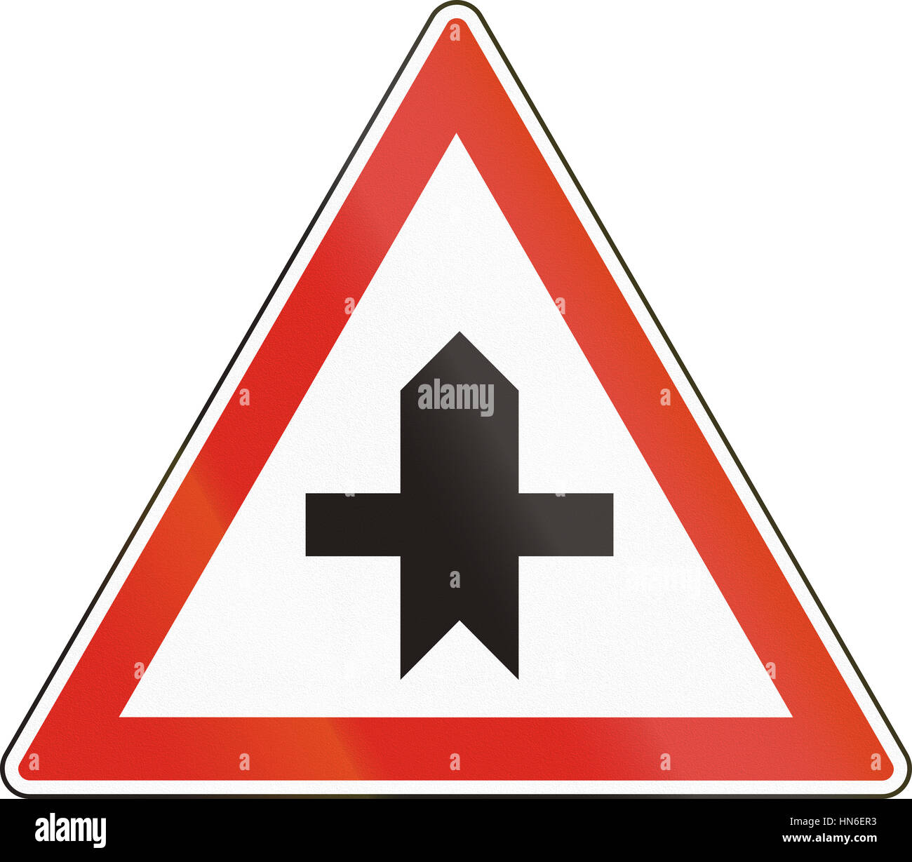 Hungarian regulatory road sign - Crossroads with priority Stock Photo ...