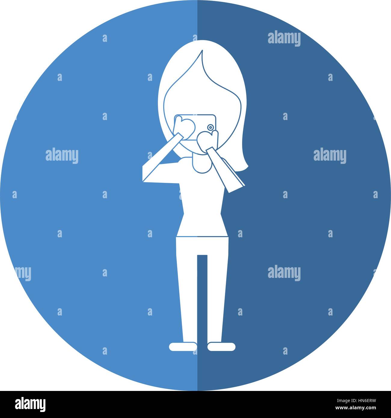 character woman making selfie photograph with smartphone shadow Stock ...